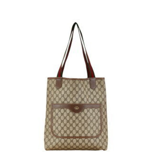 Gucci | Bags | Gucci Gg Supreme Sherry Line Tote Bag Beige Brown ...